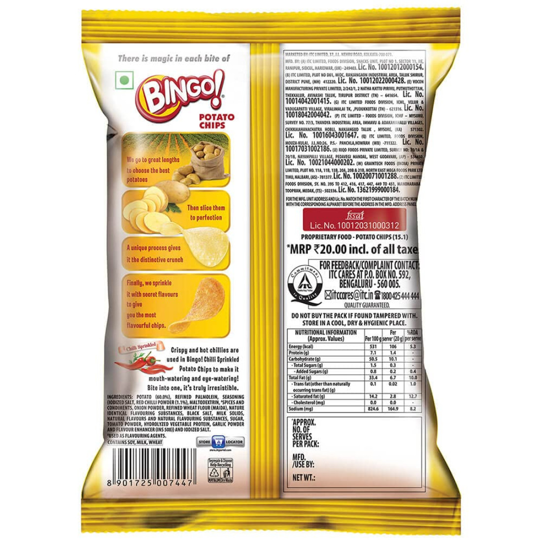 Bingo! Original Style Chilli Sprinkled - Spicy Potato Chips 45g ...